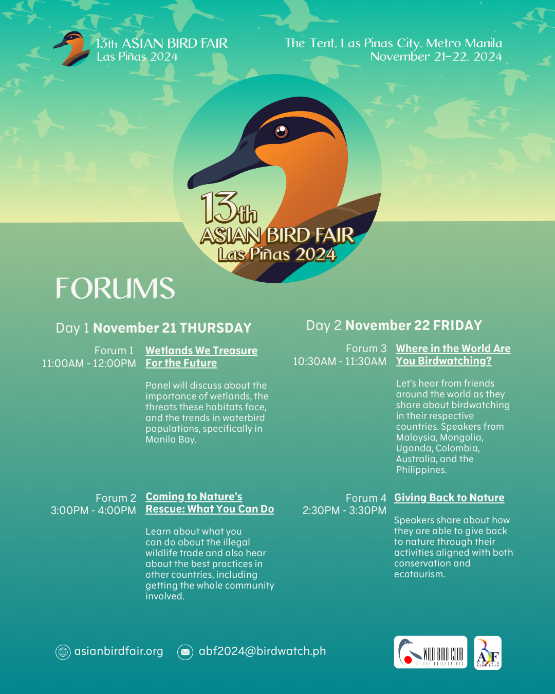 Schedule of Forums at the 13th ABF – Celebrating Birds Across Borders